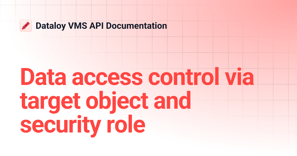 Data access control via target object and security role | Dataloy VMS API Documentation